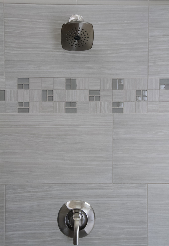 Strand by Campogalliano - linear stone look tile shower - Contemporary ...