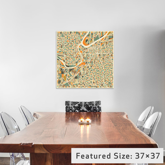 "Abstract City Map of Kansas City" by Jazzberry Blue, 12x12x.75 ...