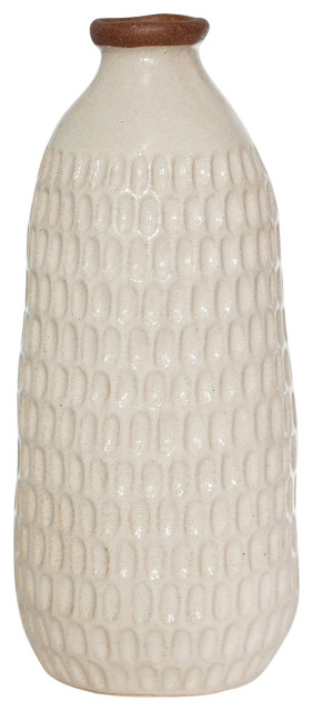 Ceramic 12" Dimpled Vase, Ivory - Farmhouse - Vases - by Beyond Design ...