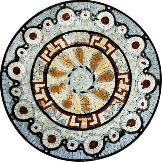 Greco-Roman Floral Mosaic, Gael, 36" x 36" - Contemporary - Tile Murals ...