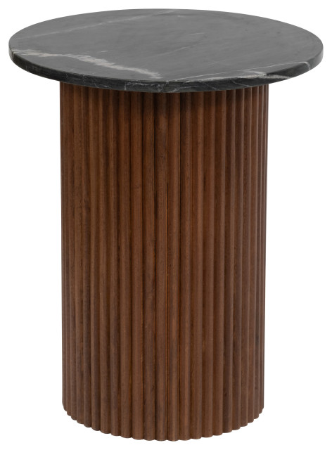 Wood/Marble, 22"H Reeded, Side Table, Brown/Black - Transitional - Side ...