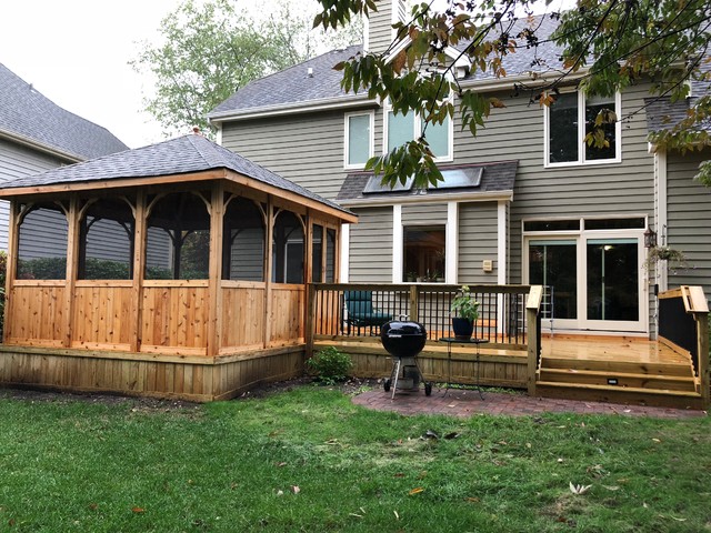 Cedar Gazebo with Wood Deck and Belgard Paver Patio in Itasca, IL ...