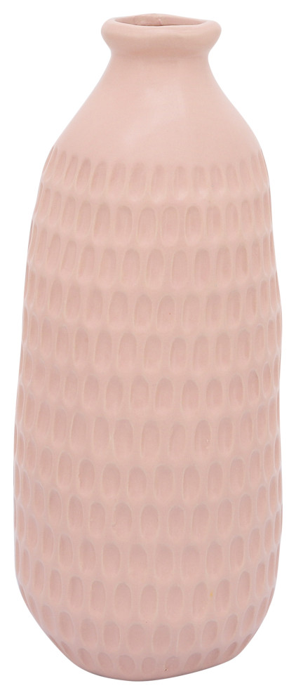 12" Dimpled Vase, Blush - Contemporary - Vases - by Uber Bazaar | Houzz