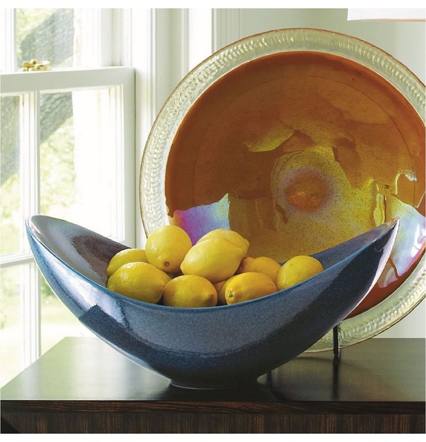 Dark Teal Midcentury Swoop Shape Decorative Bowl Wide Modern Elegant ...