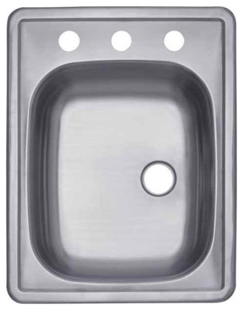 Stainless Steel Single Bowl Self-rimming Bar Sink, Satin Nickel ...