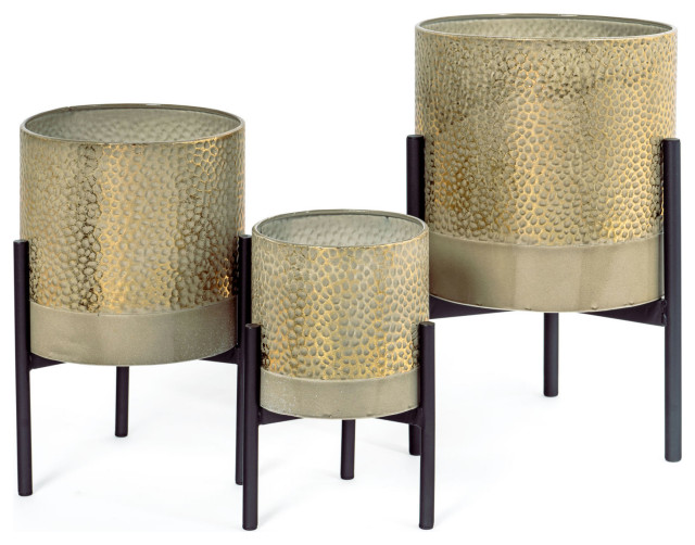 Ambre Metal Table Top Planters S3 - Contemporary - Indoor Pots And ...
