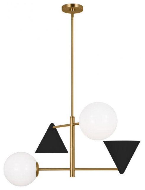 Cosmo Chandelier, 4-Light, Midnight Black And Burnished Brass, 28 ...