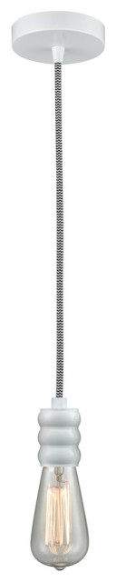 Innovations Gatsby Bare Bulb Mini Pendant, White/Zebra Cord, 100W-10BW ...