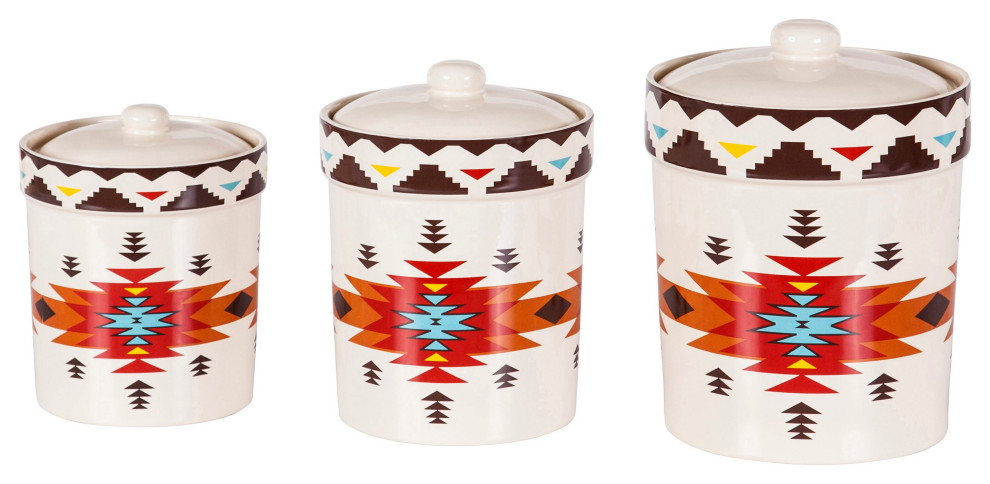 Del Sol Aztec Canister Set, 3 Piece - Southwestern - Kitchen Canisters ...