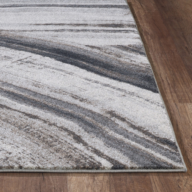 10"x13" Gray Ivory Abstract Strokes Modern Area Rug - Contemporary ...