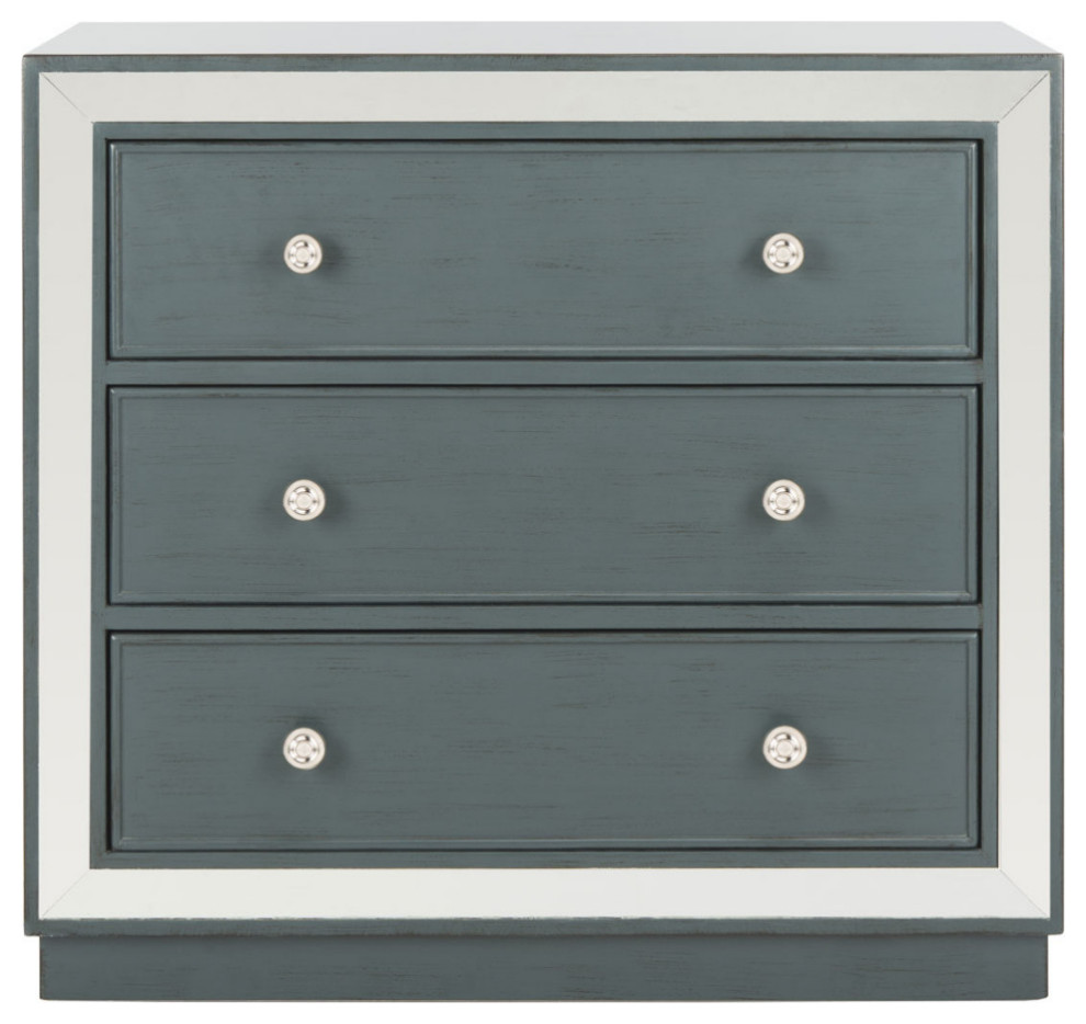 Rolanda 3 Drawer Chest, Steel Teal - Transitional - Accent Chests And ...