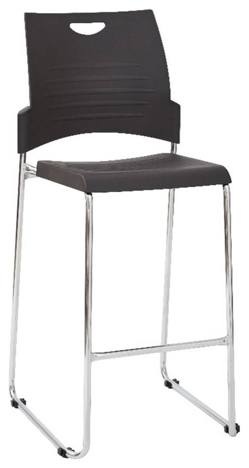 Tall Black Stacking and Ganging Chair with Plastic Seat and Back ...