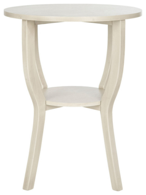 Hayden Round Pedestal Accent Table, Whitewash - Transitional - Side ...