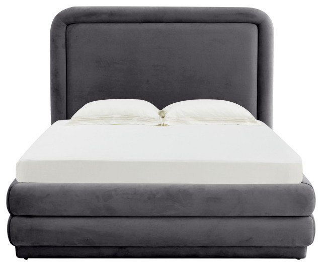 Briella Dark Gray Velvet Bed in Full - Transitional - Platform Beds ...