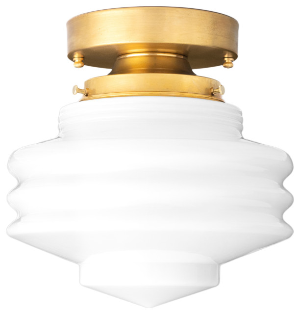 Decorative Ribbed Globe, Modern Ceiling Light - Transitional - Flush ...