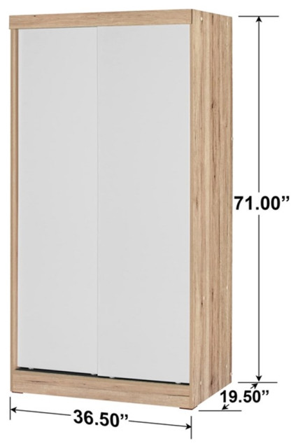 Pemberly Row Modern Multi-Color Wood Double Sliding Door Wardrobe ...