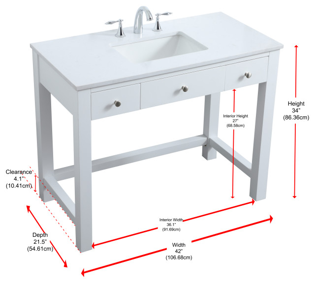 36" ADA Compliant Bathroom Vanity, 42" - Transitional - Bathroom ...