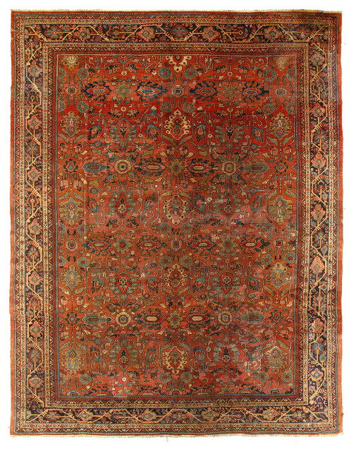 Rust Color Persian Antique Mahal 10'5''x13'3'' - Mediterranean - Area ...