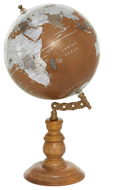 Traditional Copper Wood Globe 24816, 8" x 8" x 15" - Traditional ...