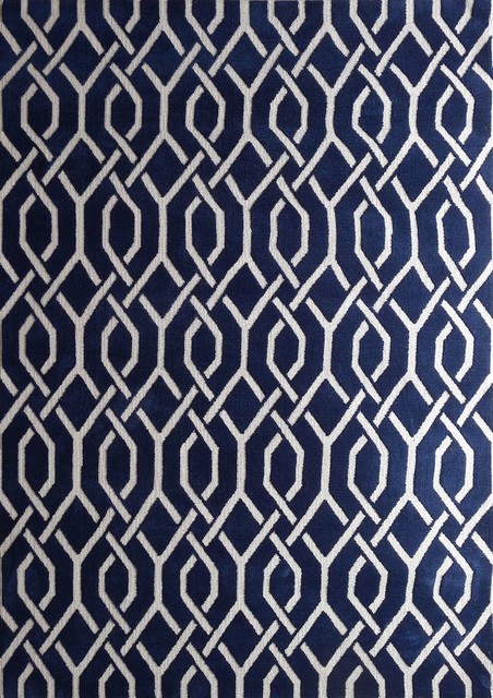 5'x7' Beautiful Transitional Navy Blue Living Room Rug - Contemporary ...