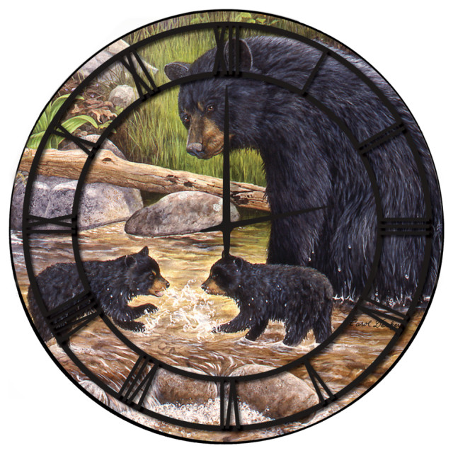 Wall Clock, Bear Creek Gang, 24"x24" - Rustic - Wall Clocks - by House ...