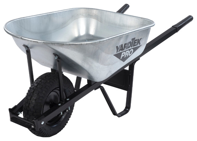 Yard Tek Pro 6 Cubic Foot Galvanized Steel Wheelbarrow - Contemporary ...