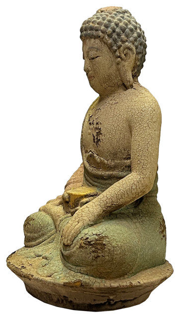 Rustic Wood Sitting Gautama Amitabha Shakyamuni Buddha Statue Hws2693 ...