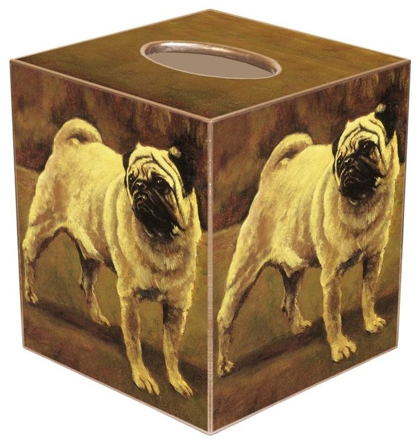 TB125-Fawn Pug Dog Tissue Box Cover - Traditional - Tissue Box Holders ...