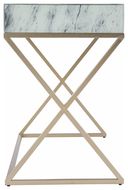 Faux Marble Writing Desk with Storage - Contemporary - Desks And ...