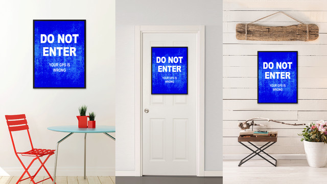 "Do Not Enter" Sign Blue Print on Canvas with Picture Frame, 28"x37 ...