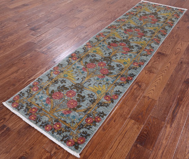 Runner William Morris Hand Knotted Rug 3'x10', Q1884, 2'7"x9'8 ...