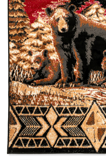 Wildlife Lodge Rug Cabin Rug with Bear Print, Jute Backing, 2'x8 ...