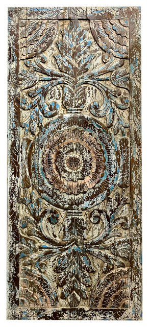 Consigned Vintage Carved Lotus Medallion Door Sliding Barn Door 80 ...