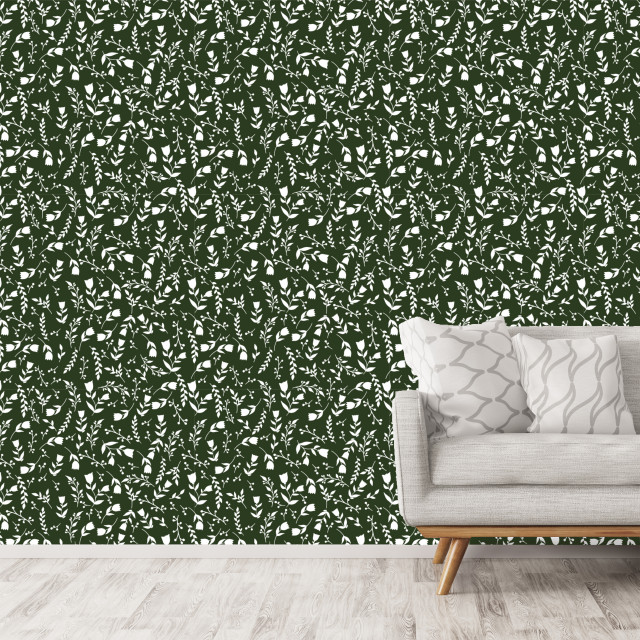 Tiny Flowers Forest Green Wallpaper by Monor Designs, 24"x144 ...