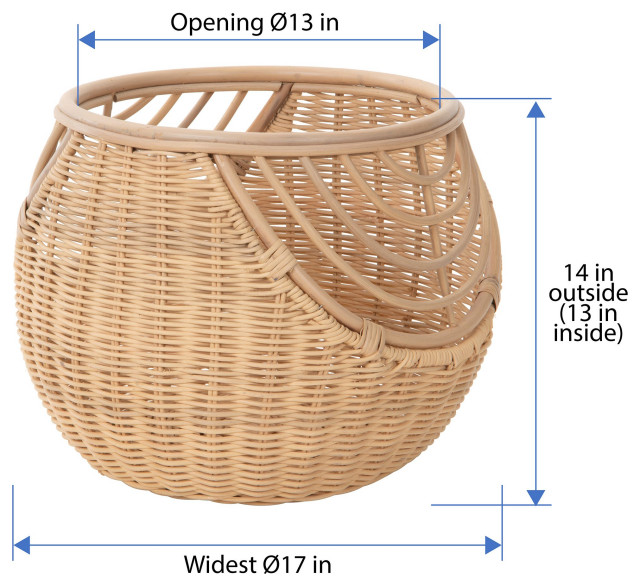 Spider Round Wicker Decorative Storage Basket, Natural - Tropical ...