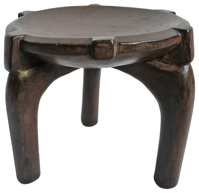 Tanzania Hehe Wood Stool - Rustic - Accent And Garden Stools - by ...