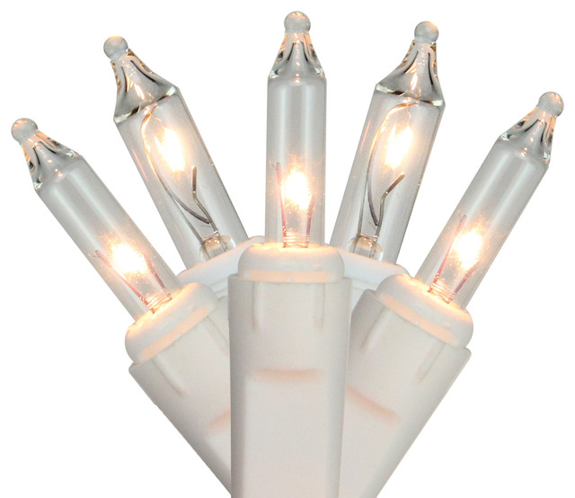 Set Of 150 Shimmering Clear Mini Icicle Christmas Lights, White Wire ...