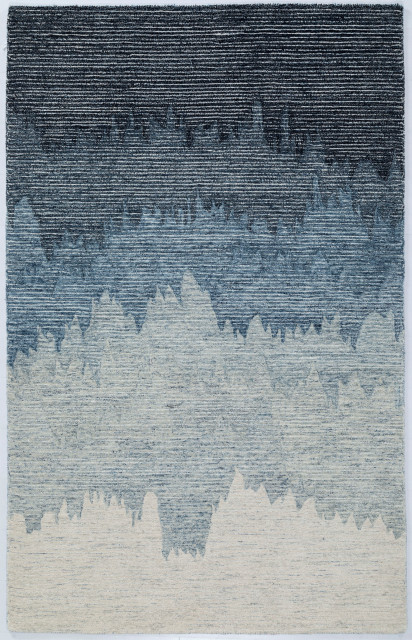 NuStory Surf Hand Tufted Abstract Area Rug in Blue, 5' X 8 ...