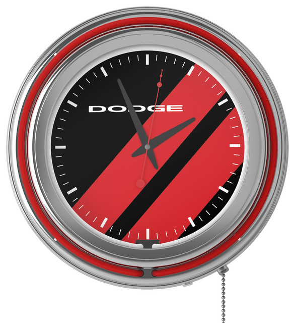 Dodge Chrome Double Rung Neon Clock, Big Stripe - Contemporary - Wall ...