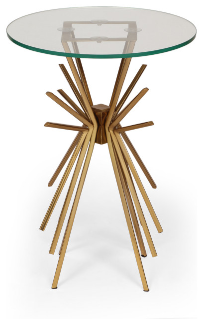 Nathan Modern Glam Handcrafted Sunburst Accent Table with Tempered ...