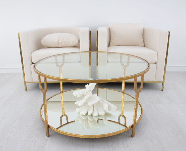 Khloe Gold Leaf Round Coffee Table - Contemporary - Coffee Tables - by ...