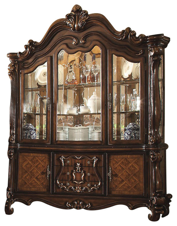 Acme Versailles Buffet With Hutch, Cherry Oak 61104, 75"x22"x94 ...