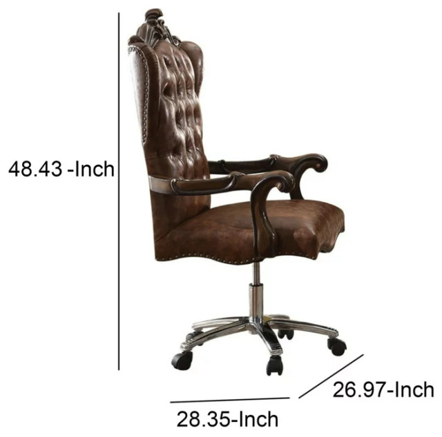 Classic Office Chair, Button Tufted Backrest & Nailhead Trim, Cherry ...