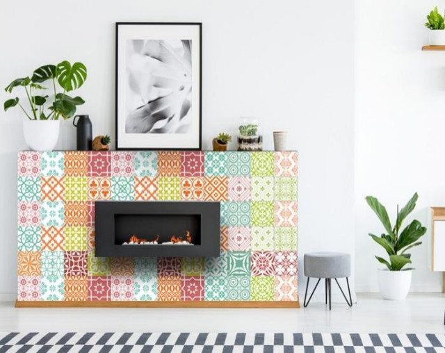 7" X 7" Muted Brights Mosaic Peel and Stick Removable Tiles ...