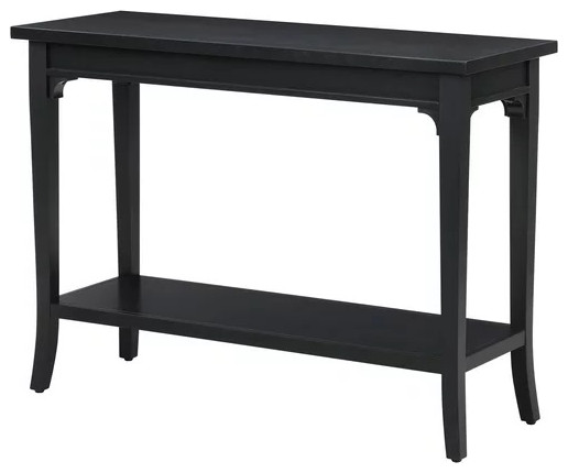 Transitional Solid Wood Console Table, Curved Legs and Lower Shelf ...