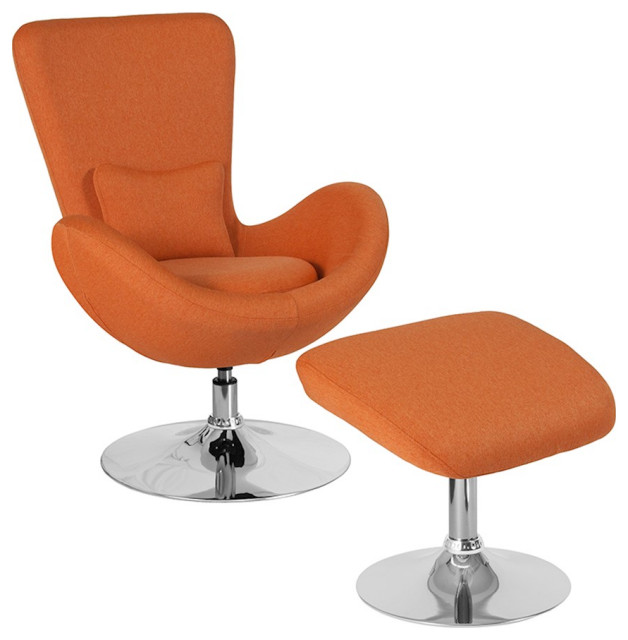 Egg Series Orange Fabric Side Reception Chair with Ottoman - Armchairs ...