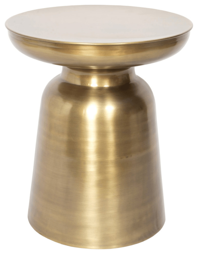 19" Gold Metal Round End Table - Contemporary - Side Tables And End ...