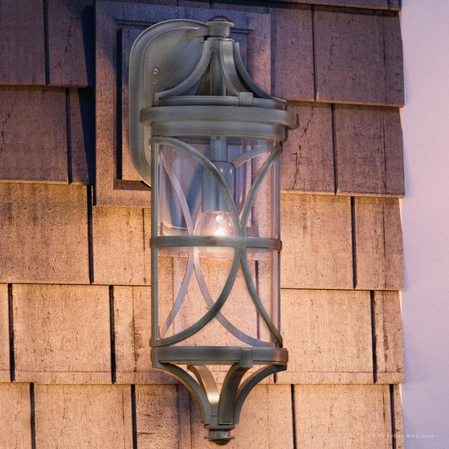 Luxury Rustic Outdoor Wall Light, 9, Aged Pewter Finish - Transitional ...