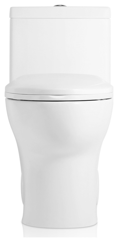 Sinber 28" One Piece Bathroom Toilet with Cotton White Finish and and ...