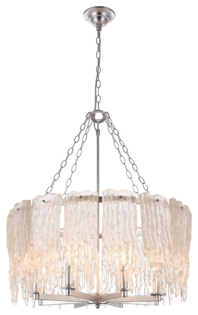 Clear Frosted Branch Glass Light Fixture With Silver Leaf Frame ...